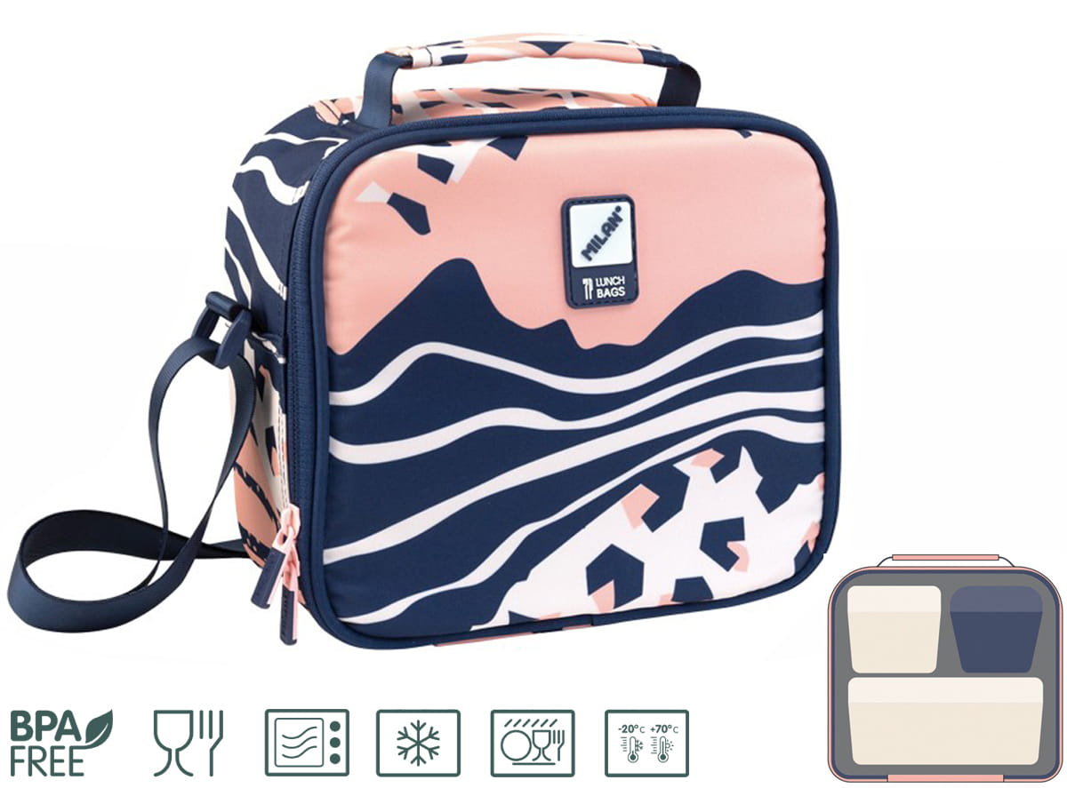 Milan Torba termiczna na żywność 3,5l MELT różowa z 3 pojemnikami na ...