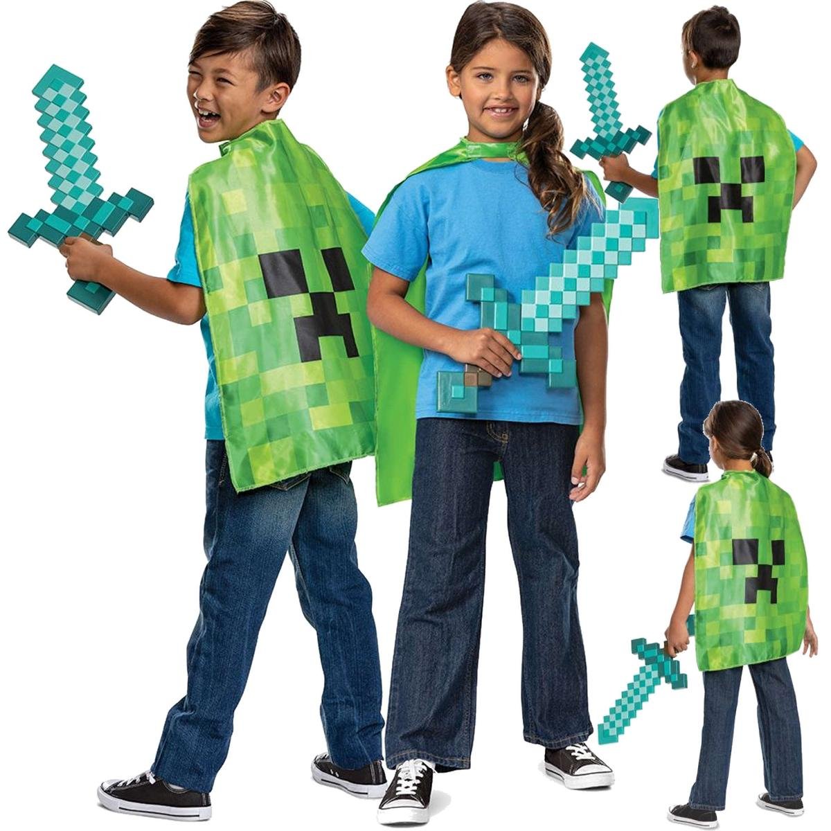 Minecraft kostium Halloween, strój karnawałowy zestaw miecz + peleryna Creeper - Disguise ...