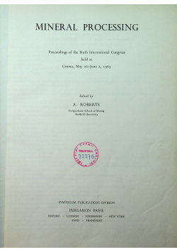 Mineral processing - Pergamon Press | Książka w Empik