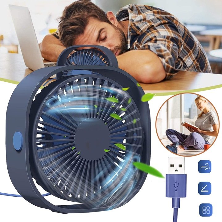 MINI CICHY WIATRAK BIURKOWY USB 360 STOPNI WENTYLATOR PRZENOŚNY STOŁOWY - Inna marka | AGD Sklep ...