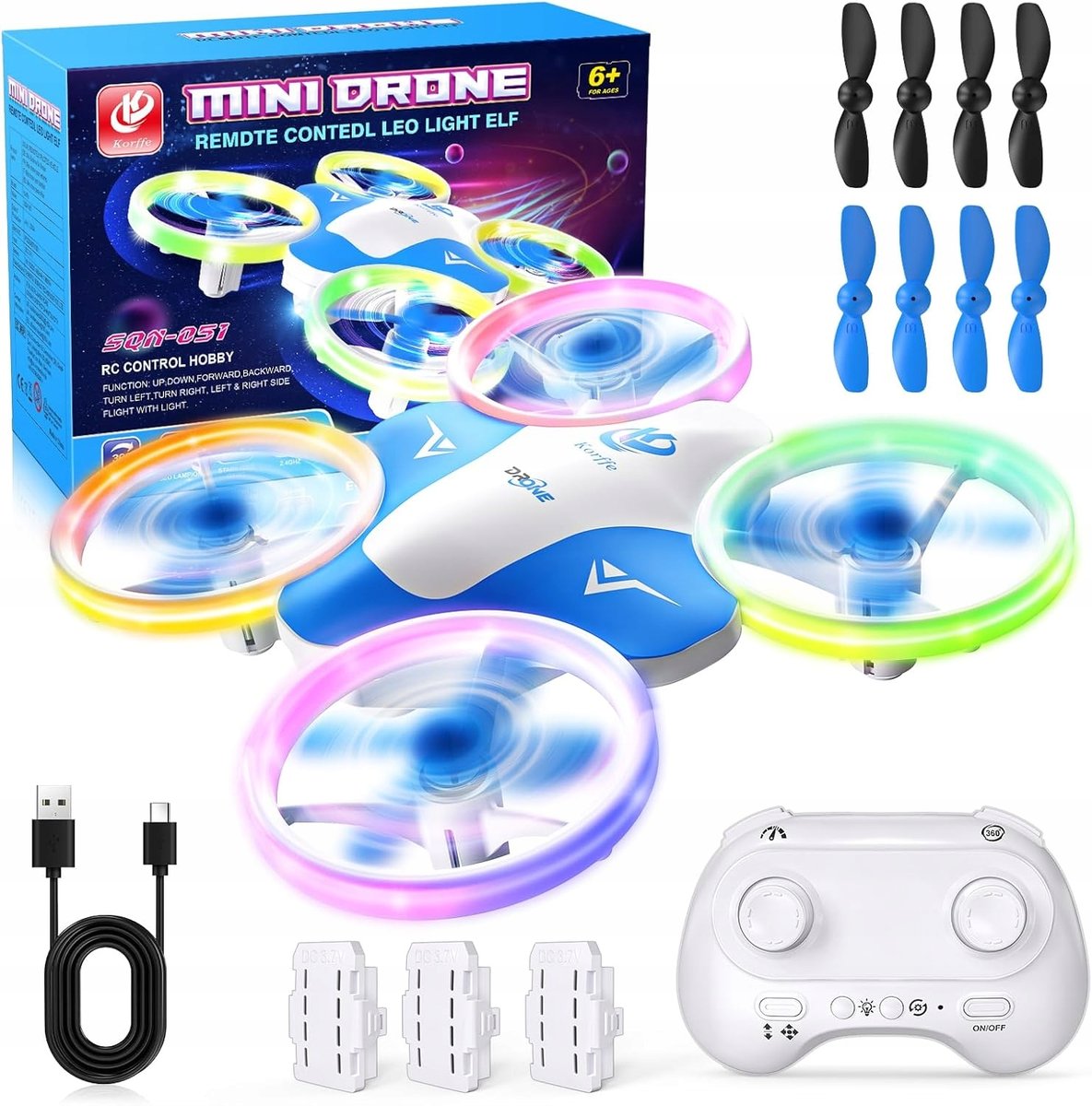 Mini dron RC Korffe SQN-051 LED 360° Flip Auto Start Powrót - brak ...