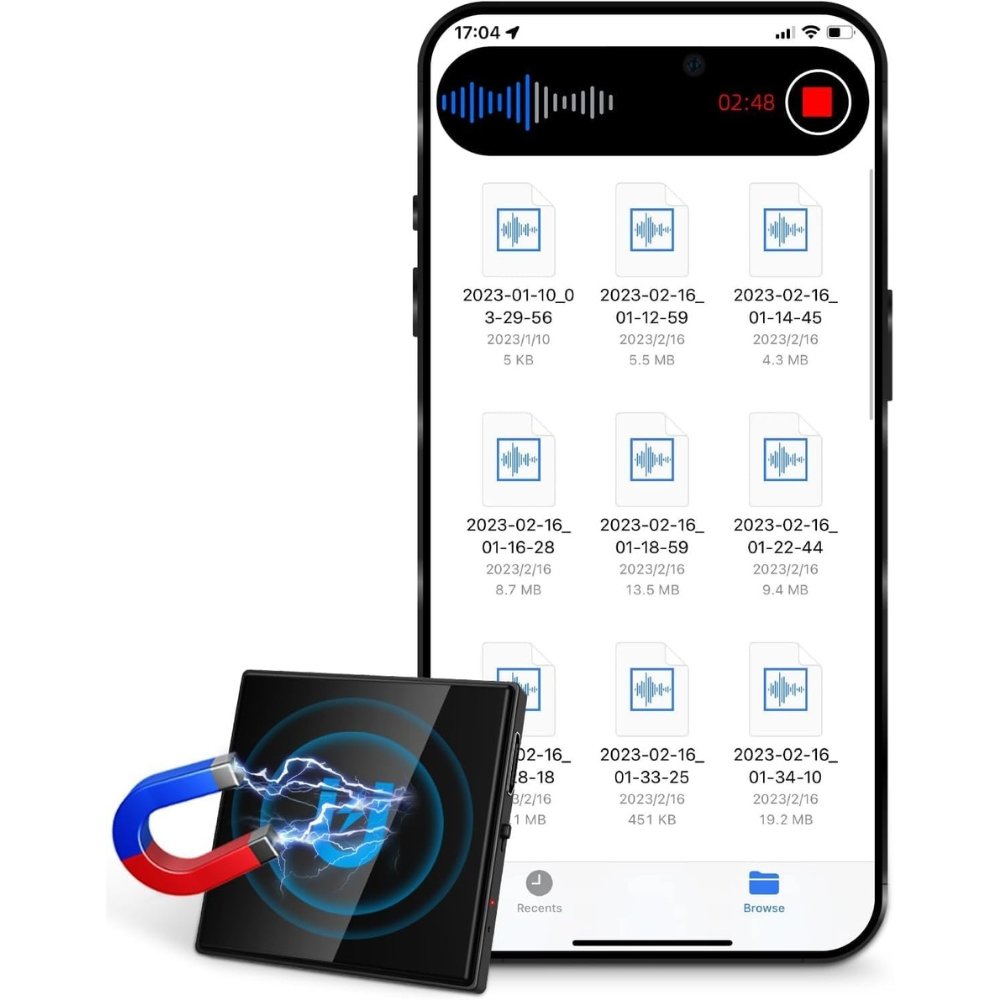 Mini dyktafon Hinne 3072 Kb/s, 64 GB, aktywacja głosem - OptiMerket ...