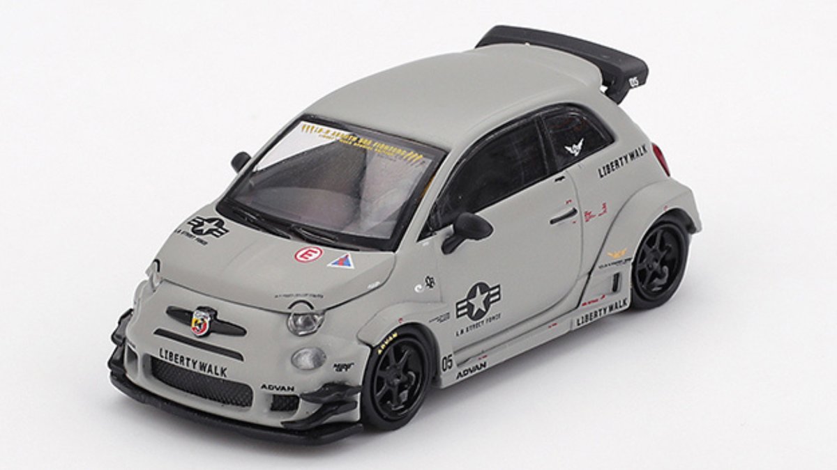 MINI GT FIAT ABARTH 595 LB-WORKS x ABAS WORKS FIGHTERS SZARY #1064 1:64 ...