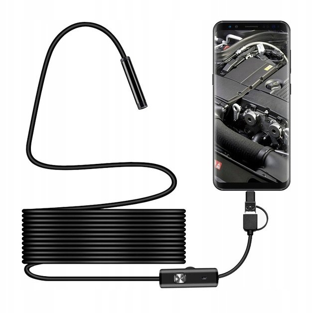 MINI KAMERA INSPEKCYJNA ENDOSKOPOWA ANDROID MICRO USB -C 5m LED ...