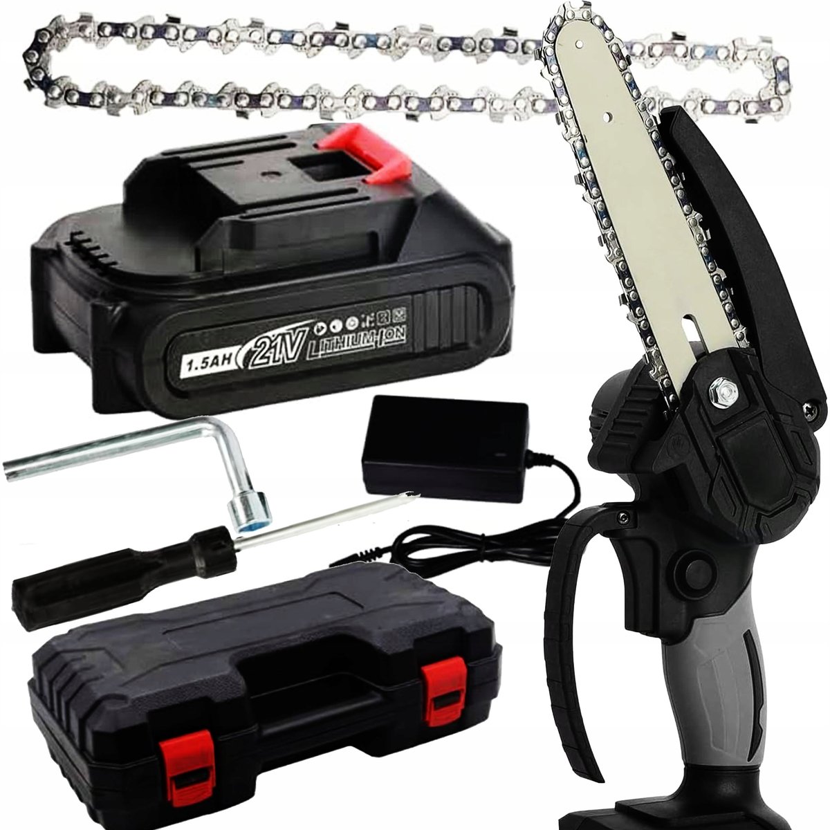 MINI PIŁA ŁAŃCUCHOWA PILARKA DO DREWNA GAŁĘZI AKUMULATOROWA PILARKA Aku ...