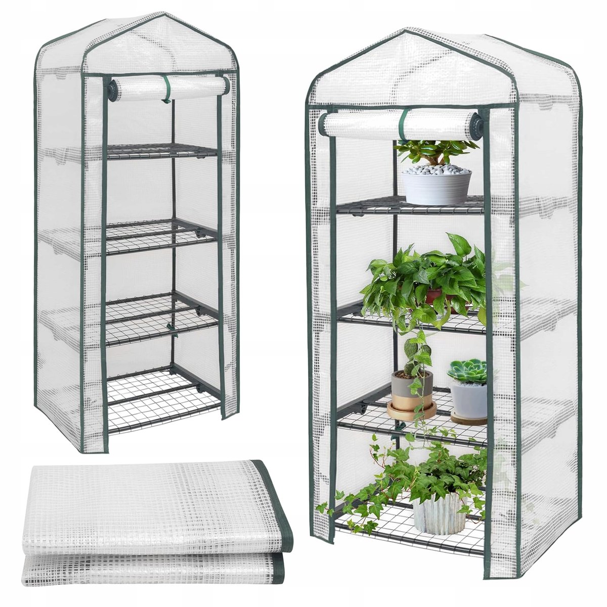 MINI SZKLARNIA BALKONOWA OGRODOWA 4 PÓŁKI PIONOWA ZIELNIK 160x70x50 cm ...