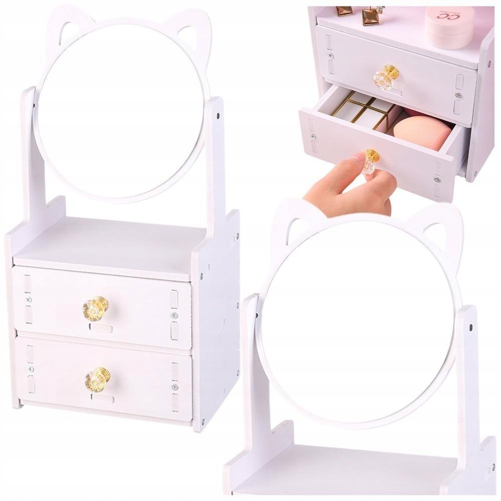 MINI TOALETKA LUSTERKO DO MAKIJAŻU DREWNIANA BIAŁA - Lean Toys | Sklep ...