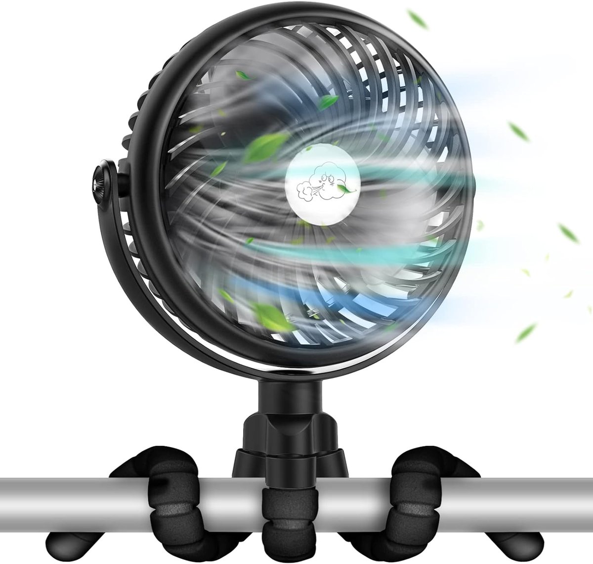 Mini wentylator USB z oświetleniem LED, obrót o 360°, 3 prędkości, 2500 ...