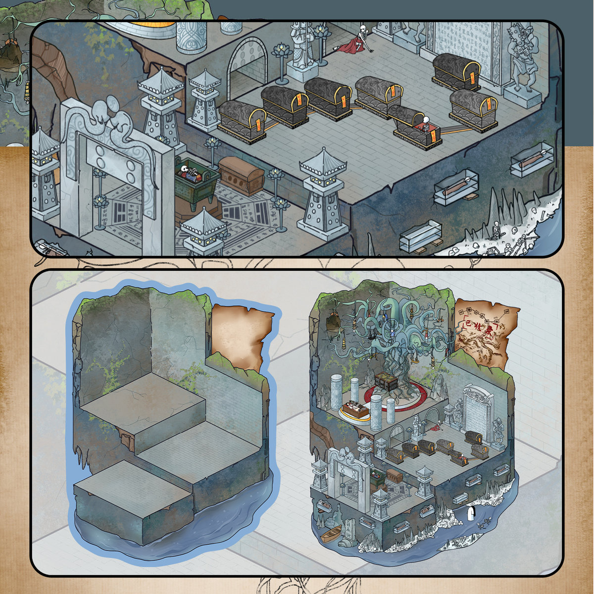 Miniaturowy świat kreskówkowy, naklejki krajobrazowe Lu Wang Tomb, naklejki DIY 3D ...