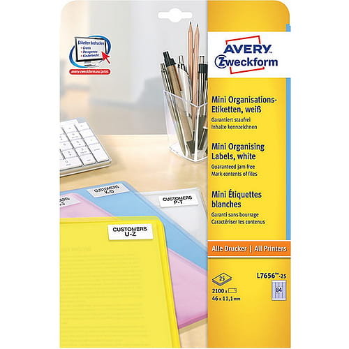 Minietykiety białe Avery Zweckform 46x11,1 mm L7656-25 białe - Avery ...