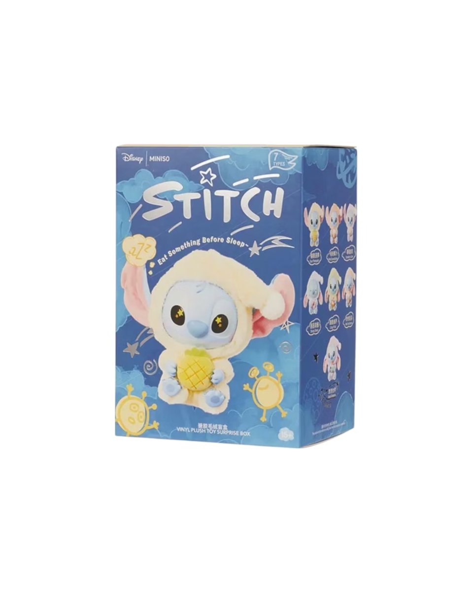 Miniso Disney Stitch Eating Something Before Sleep Plush Keychain ...