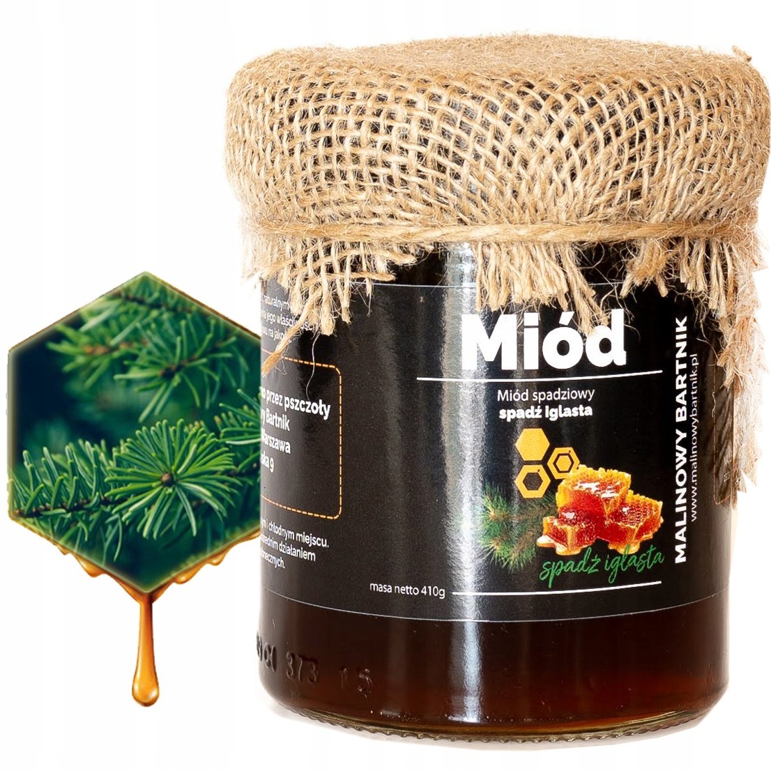 MIÓD SPADZIOWY ŚWIEŻY SPADŹ IGLASTA Z PASIEKI ZE SPADZI IGLASTEJ 410G ...