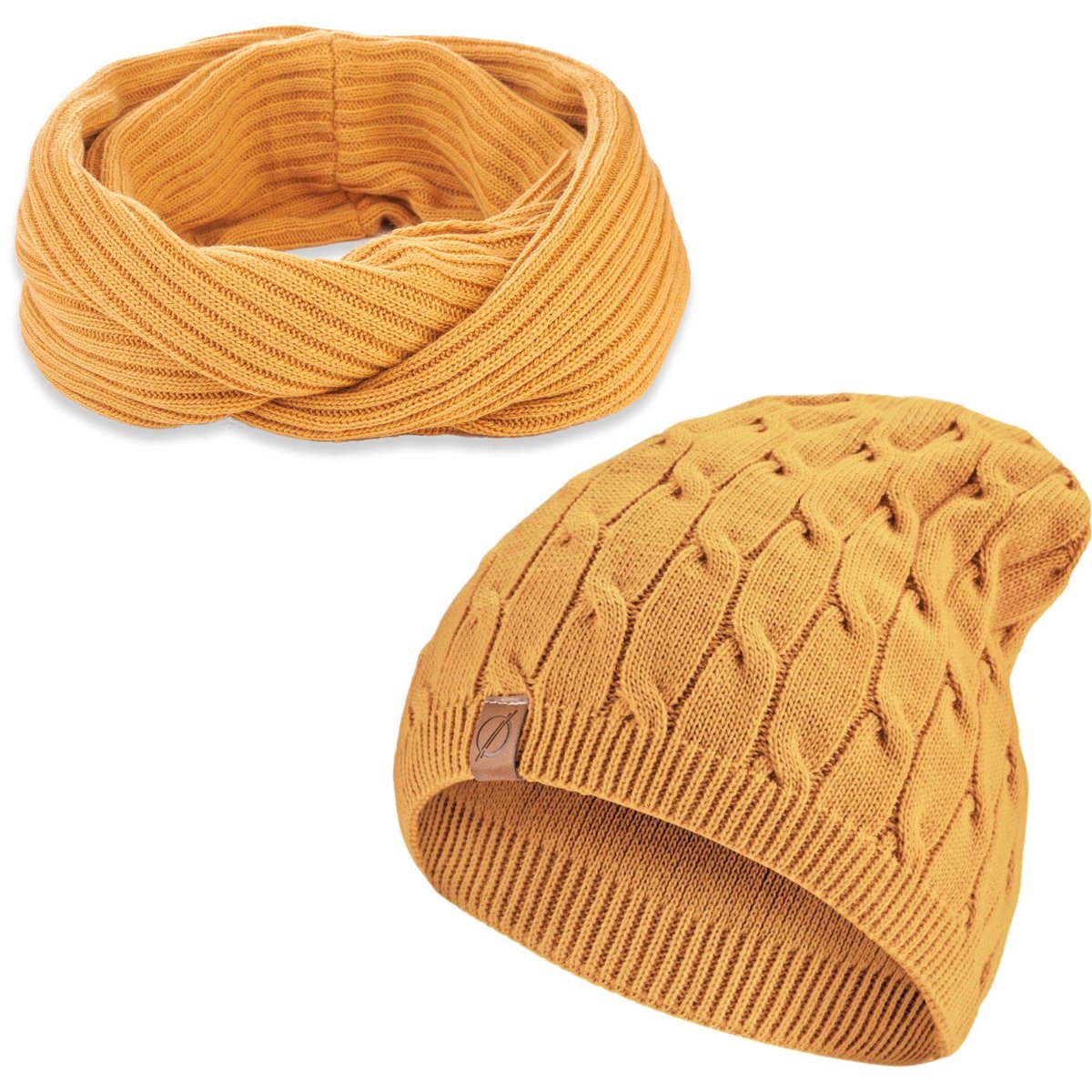 Miodowy zestaw czapka cz45 + komin k10 brødrene - Brodrene | Moda Sklep EMPIK.COM