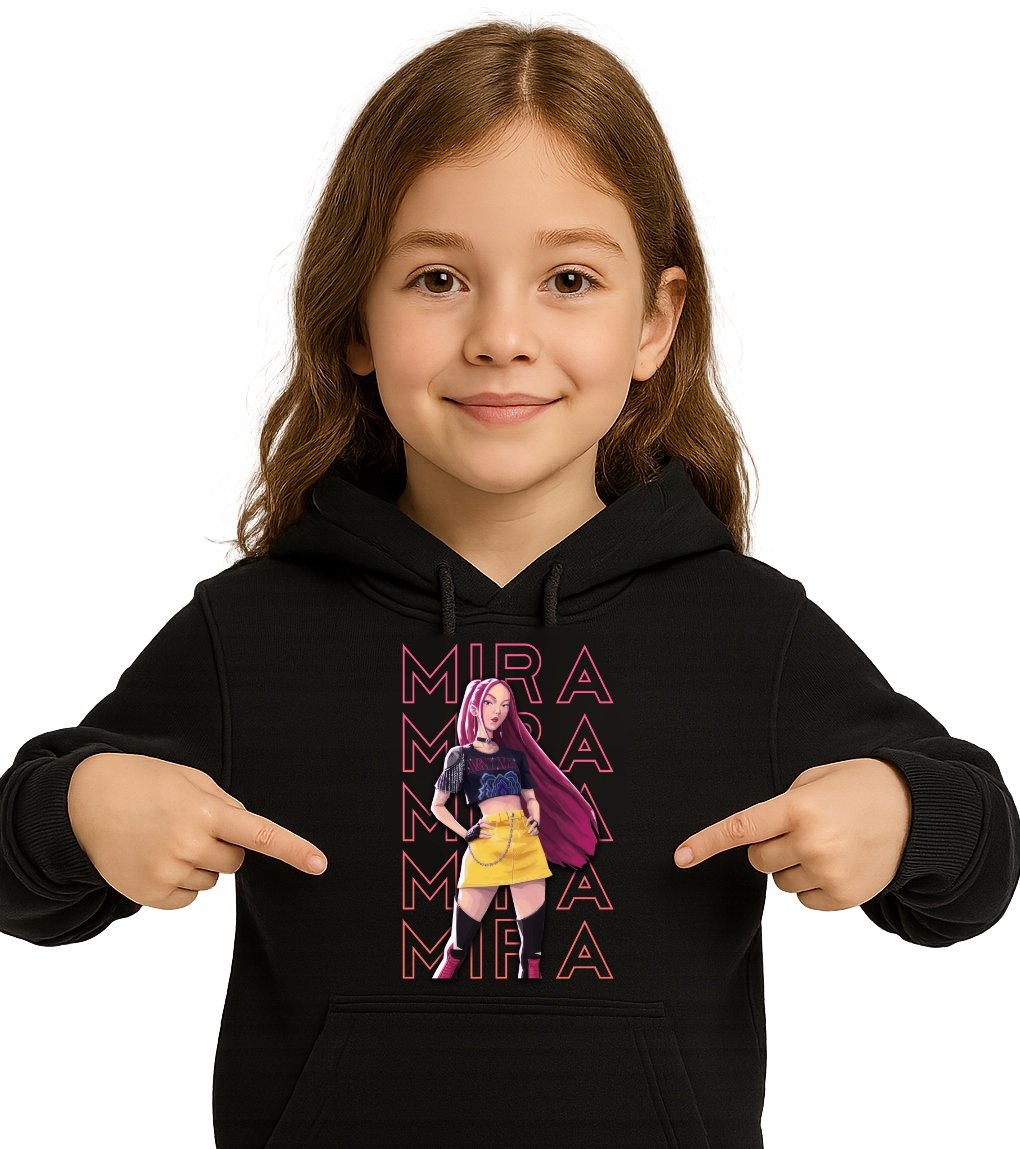 MIRA HUNTRIX K-POP DEMON HUNTERS BLUZA Z KAPTUREM CIEPŁA 152 CZARNY ...