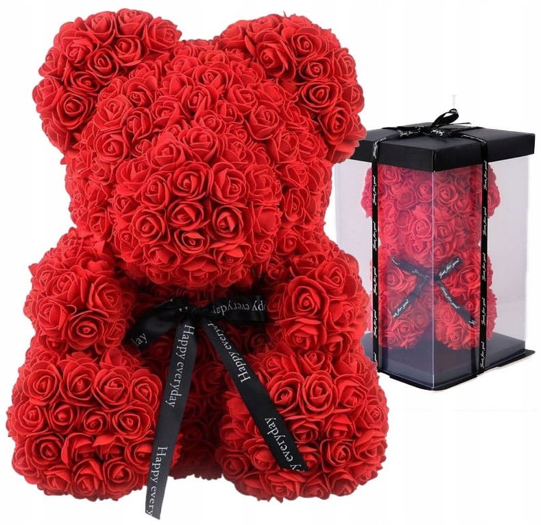 MIŚ MISIEK Z RÓŻ SUPER PREZENT 40CM WALENTYNKI - Strefa Spania | Sklep EMPIK.COM