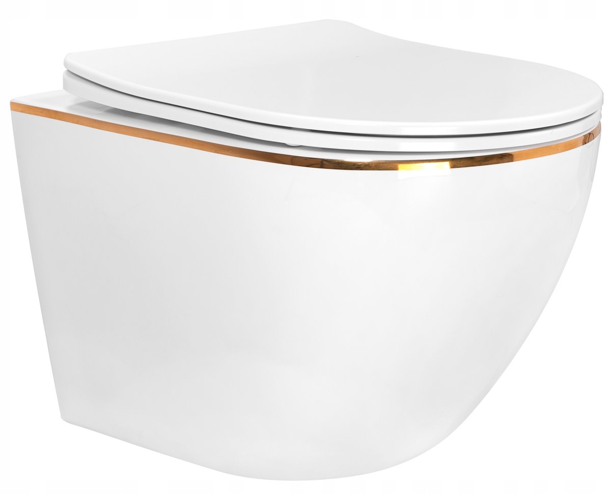 Misa Wc Podwieszana Carlo Mini Rimless Gold Edge - Rea | Sklep EMPIK.COM