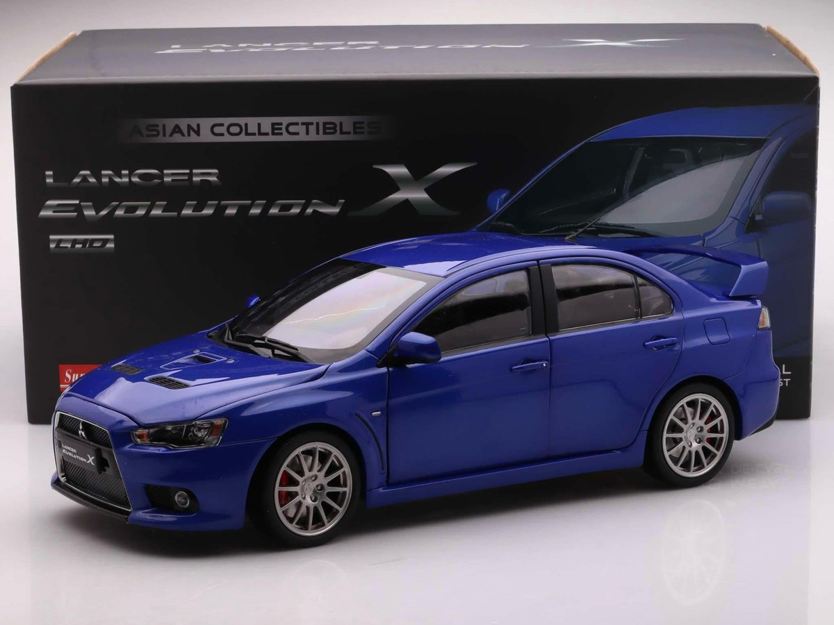 Mitsubishi Lancer Evo X, blue metallic SunStar 1:18 - Mitshubishi ...