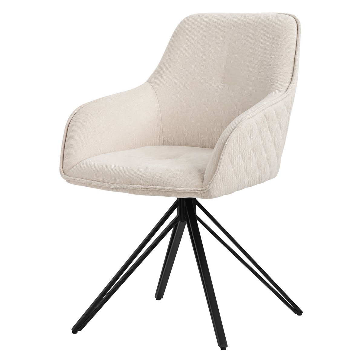 ML-Design krzesło obrotowe do jadalni z tkaniny, kremowe, krzesło do ...