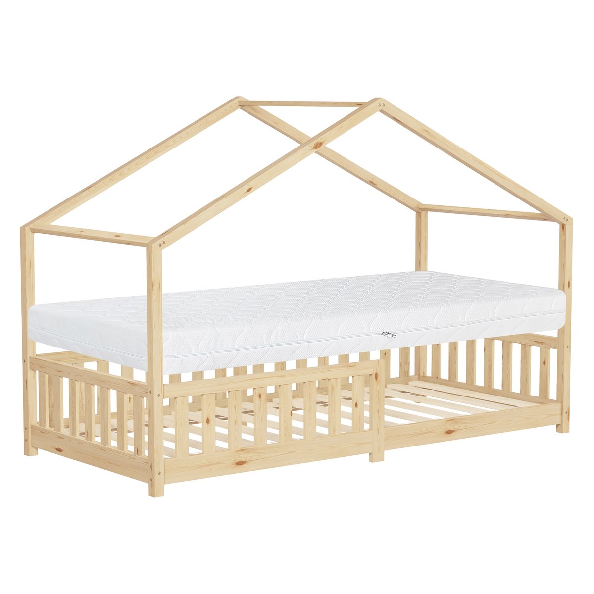 ML-Design lózko dzieciece domek lózko 90x200 cm naturalne z materacem H ...