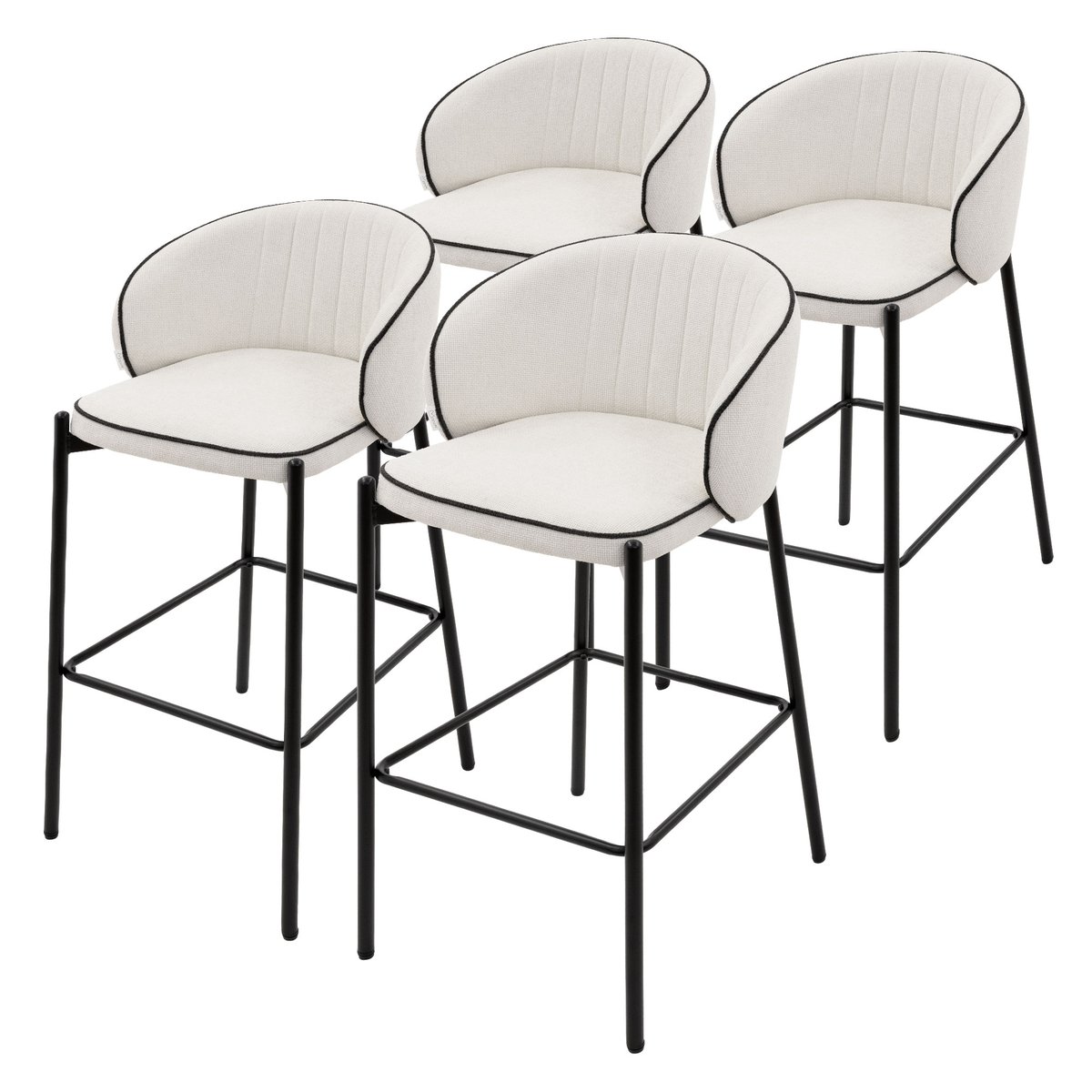 ML-Design zestaw 4 hokerów barowych beżowy z tapicerka materialowa 76 ...