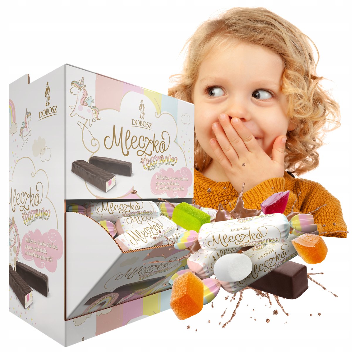 Mleczko Tęczowe w Czekoladzie z Galaretką Cukierki MIX Smaków Dobosz ...