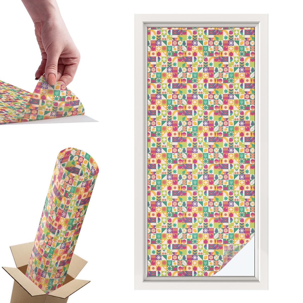 Mleczna Folia Matowa Na Szklane Drzwi I Okna Kolorowa Abstrakcja 50x116 ...