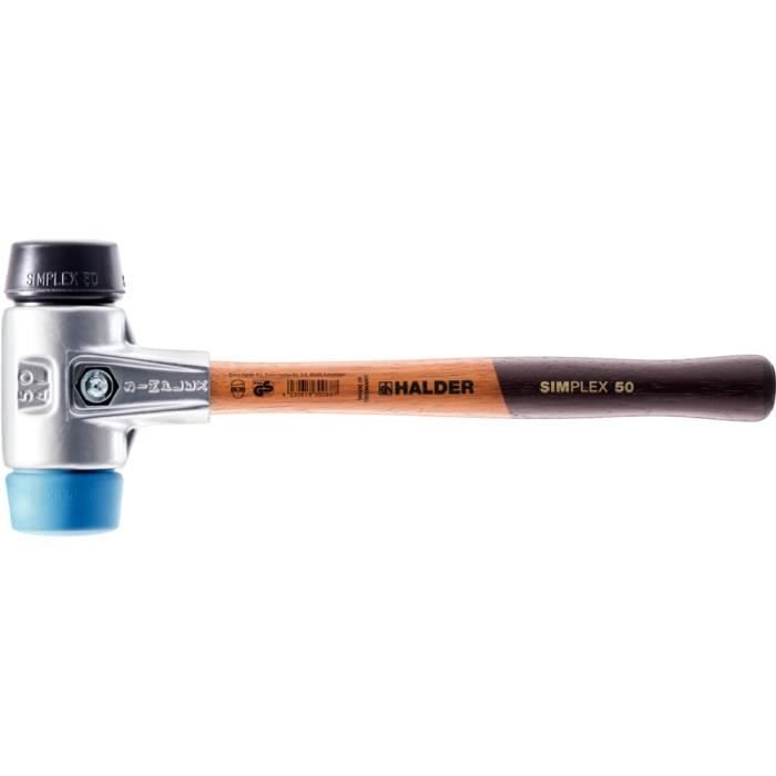 Młotek miękki HALDER SIMPLEX TPE z aluminiową obudową i drewnianą rękojeścią - D=50 mm - Halder ...