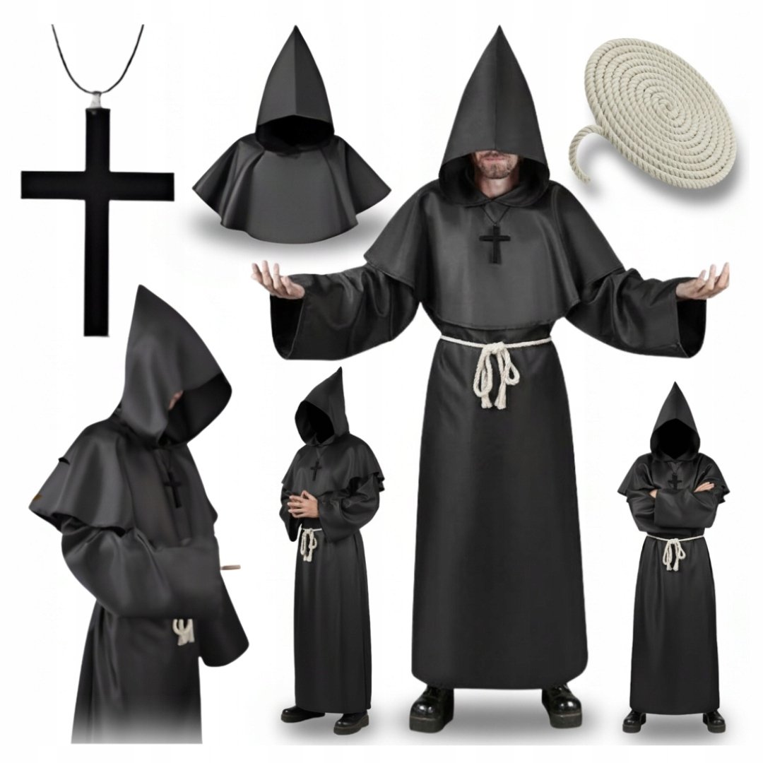 MNICH HALLOWEEN KOSTIUM KAPŁAN KSIĄDZ COSPLAY SZATA PELERYNA ...