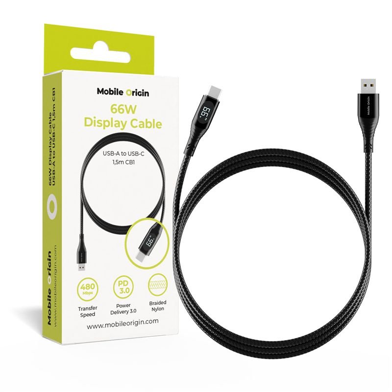 MOBILE ORIGIN 66W DISPLAY CABLE USB-A TO USB-C 1,5M CB1 - Mobile Origin ...