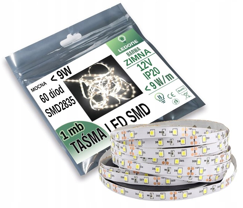 MOCNA 9W Taśma LED PREMIUM 2835 300 IP20 ZIMNA 1m - LED-ONE | Sklep ...