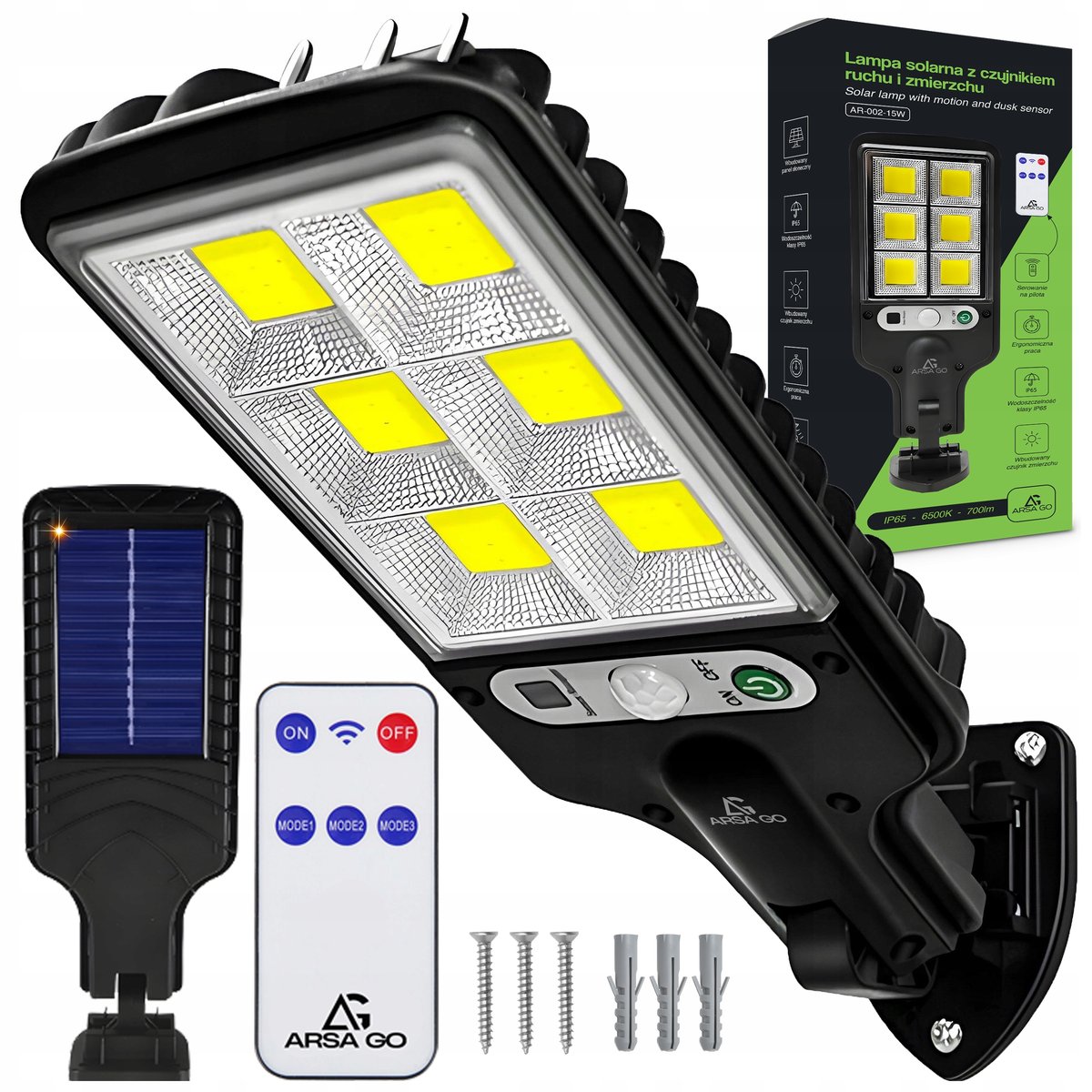 Mocna Lampa Solarna Led Ogrodowa Uliczna Czujnik Ruchu I Zmierzchu Pilot - ARSA GO | Sklep EMPIK.COM