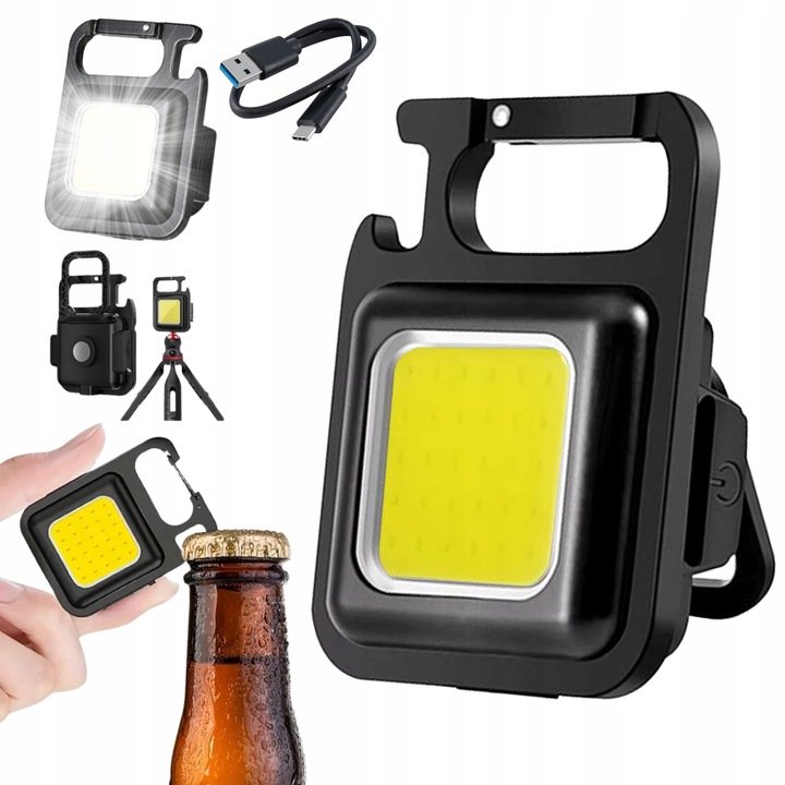 MOCNA MINI LATARKA LED KIESZONKOWA PODRĘCZNA BRELOK MAGNES OTWIERACZ ...