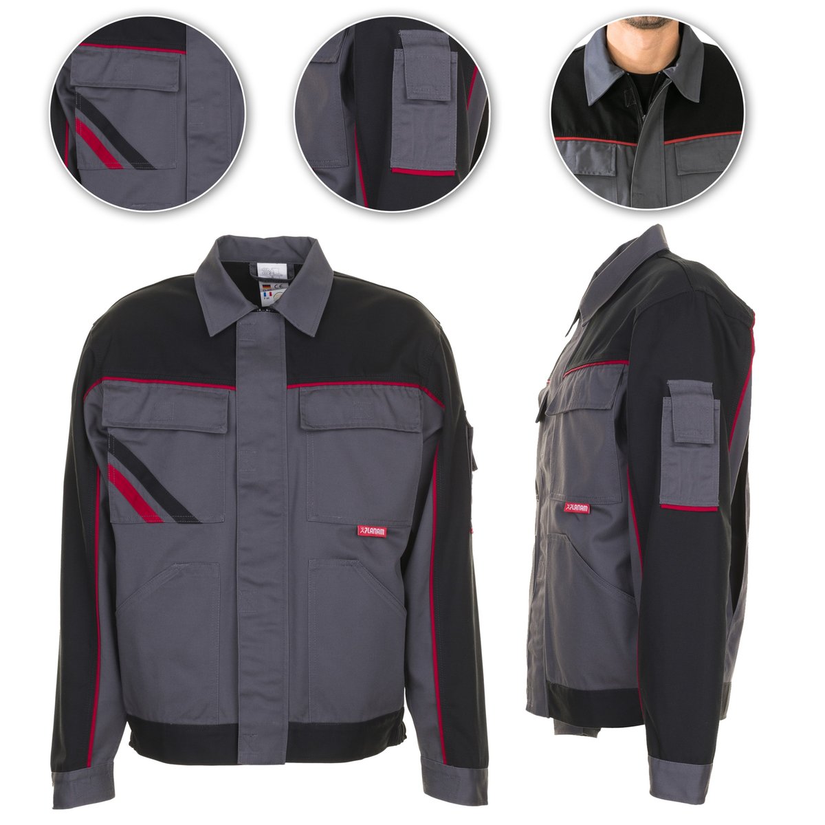 Mocna wytrzymała kurtka robocza Highline Planam łupkowy-czarny-czerwony ...