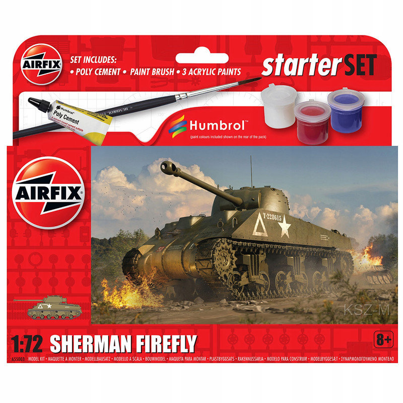 Model do sklejania Sherman Firefly Zestaw Starter Set Farby Pędzel ...