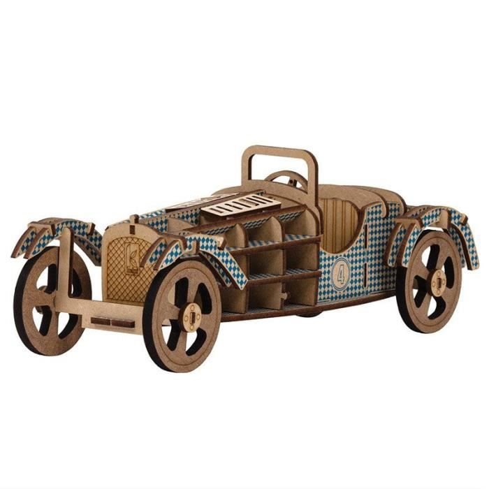 Model drewniany 3D MDF - Niebieski samochód - 27,5 x 10,5 cm - KELPI ...