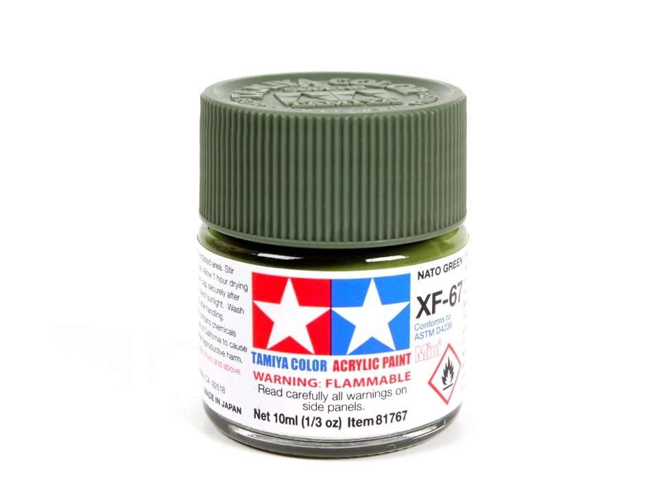 MODELARSKA FARBA AKRYLOWA ZIELONA MATOWA TAMIYA 10ml XF-67 NATO GREEN ...