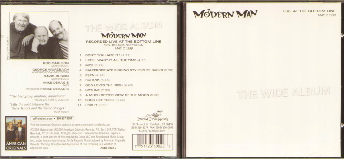 Modern Man The Wide Album: Live At The Bottom Line - May 7, 1999 USA ...
