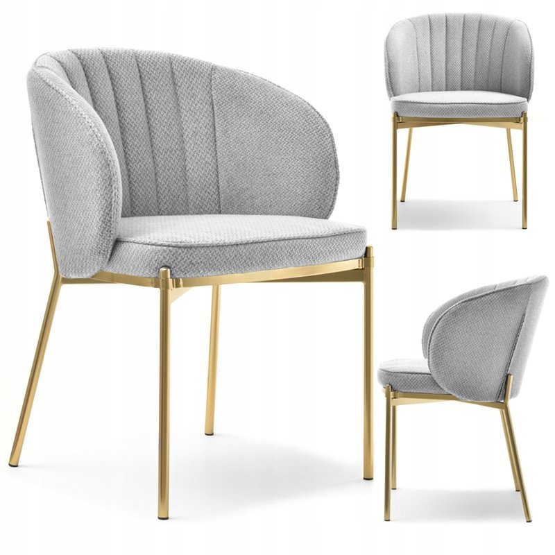 MODNE KRZESŁO TAPICEROWANE SZARĄ TKANINĄ FELICE NA ZŁOTYCH NOGACH - MEBEL-PARTNER | Sklep EMPIK.COM