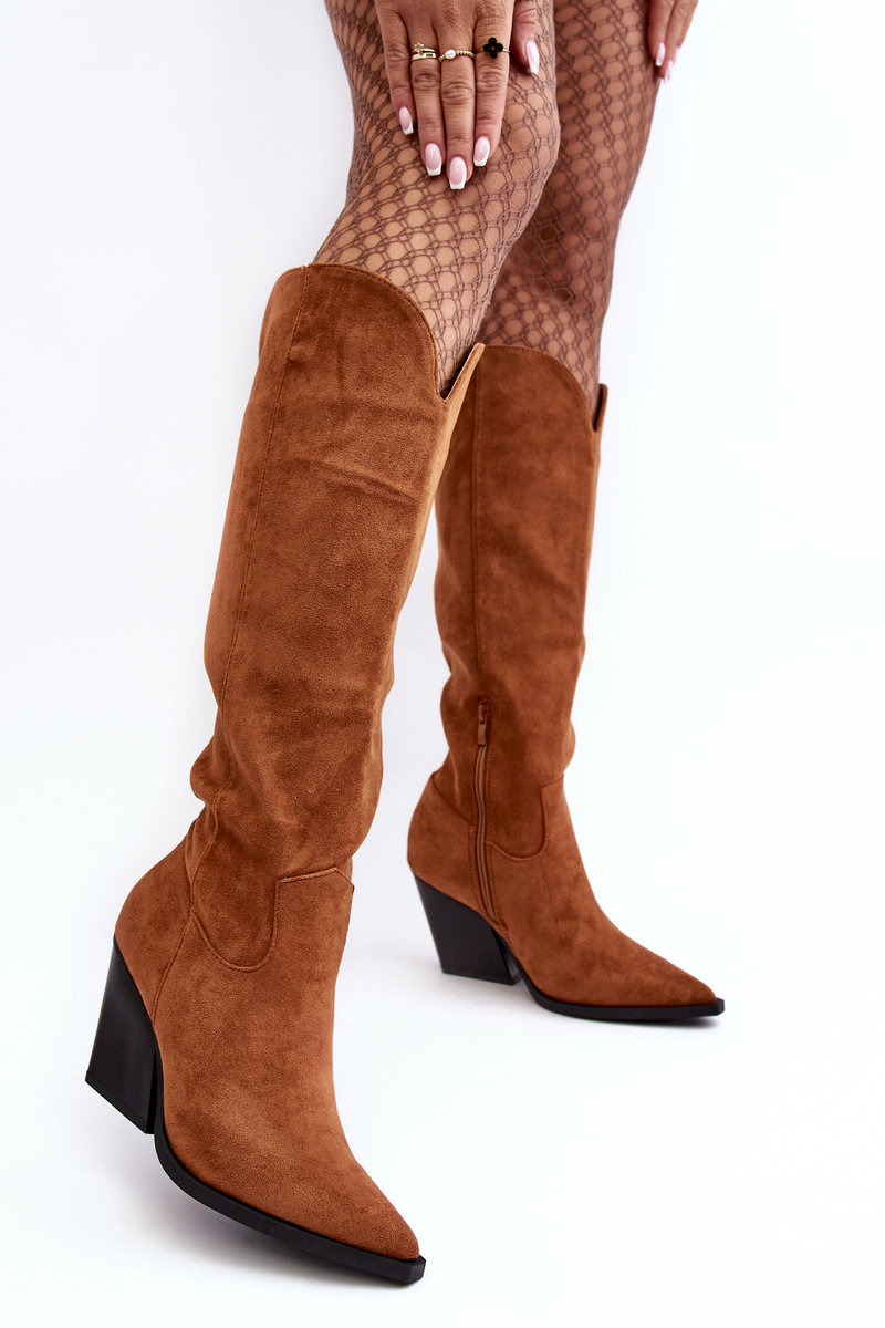 Modne Zamszowe Kozaki Kowbojki Camel Delia-38 - Inny producent | Moda ...