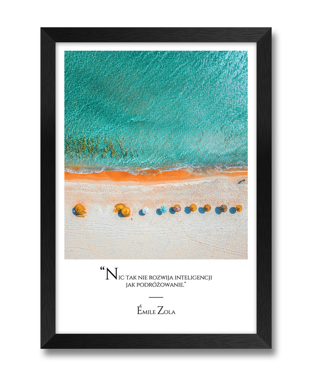 Modny obraz plakat na ścianę wakacje podróże parasole plaża woda Émile ...