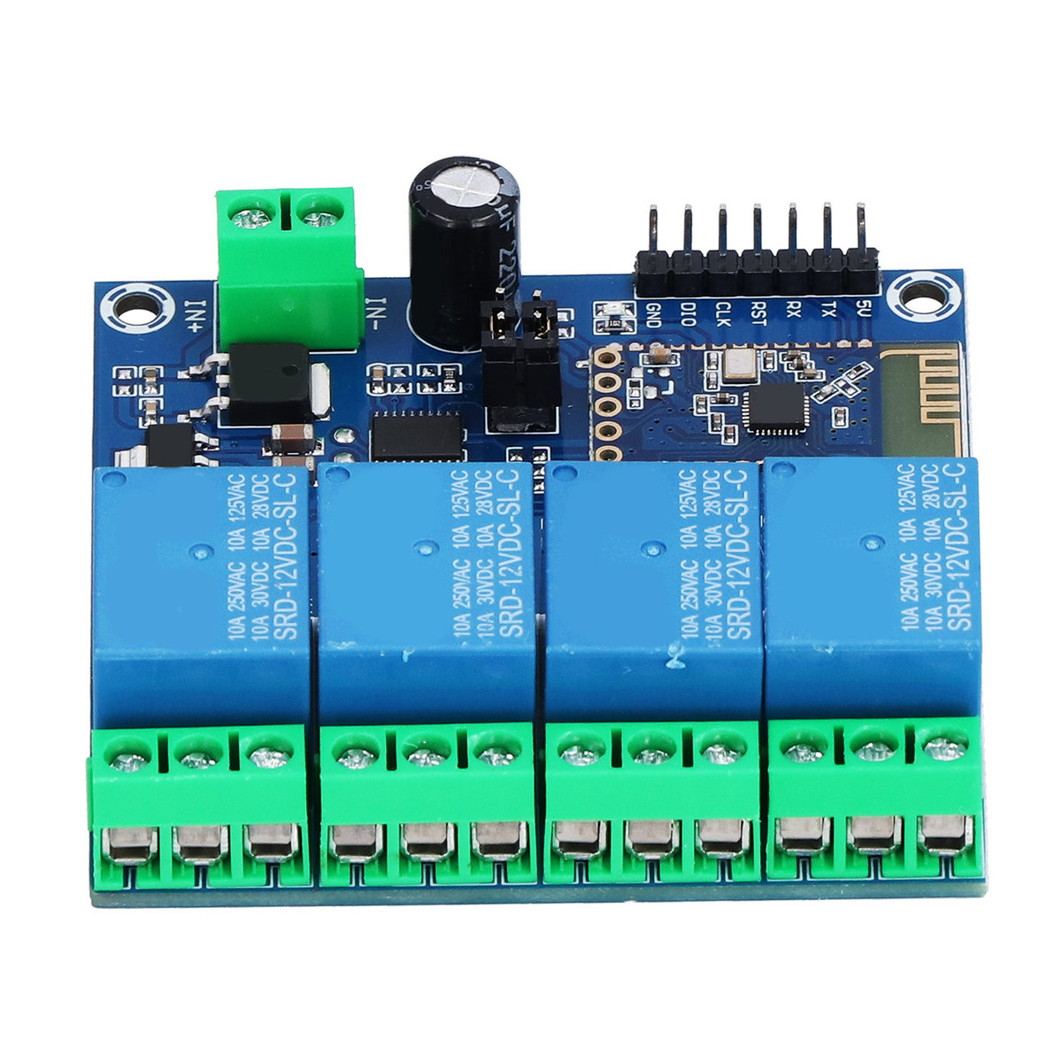 Moduł przekaźnikowy Bluetooth 12 V 4-kanałowy z lampką kontrolną do ...