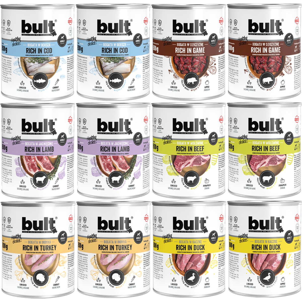 MOKRA KARMA DLA PSA BULT PUSZKI BOGATE W SMAKU MIX ZESTAW 12x800g ...