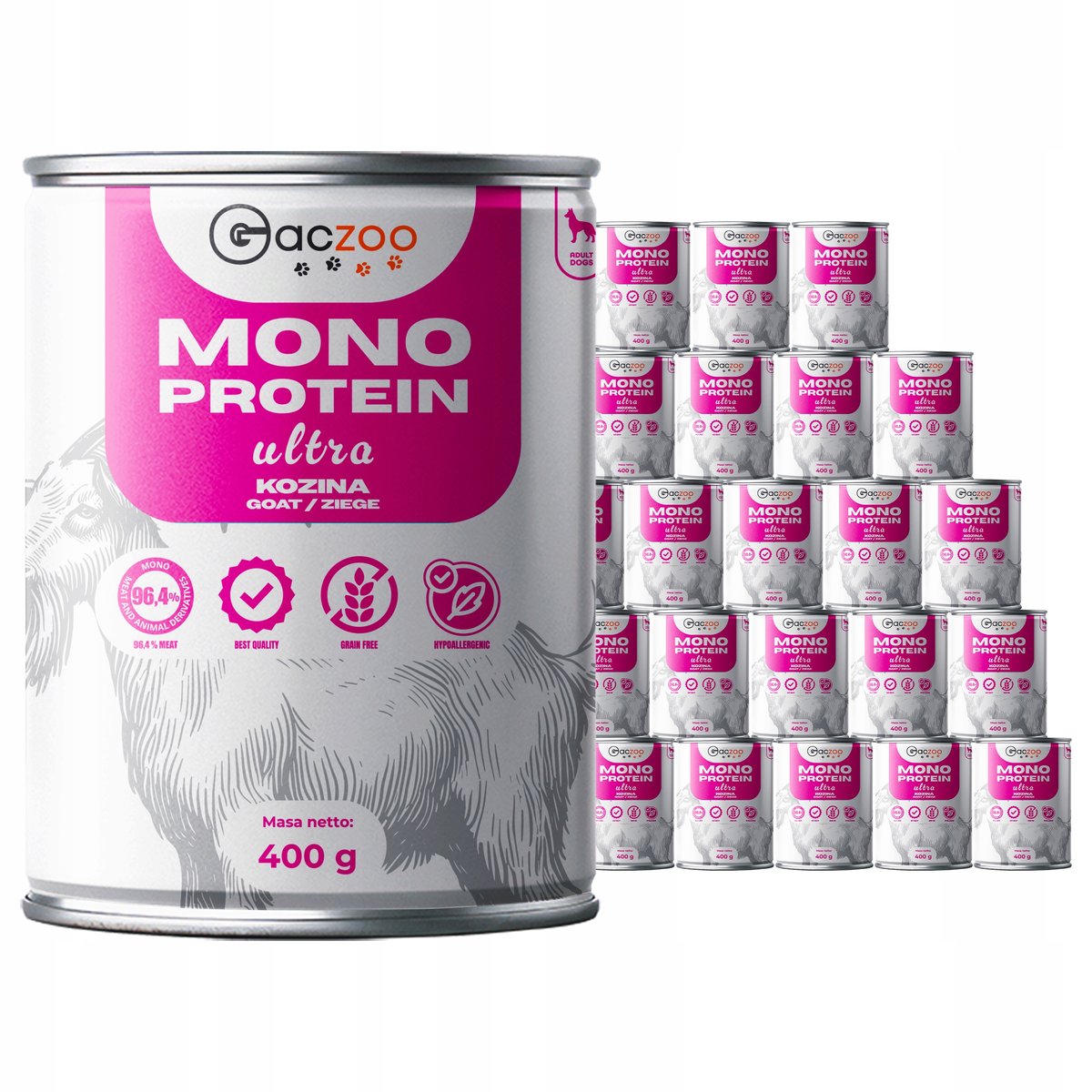 Mokra karma monobiałkowa dla psa Gaczoo Mono Protein Ultra Kozina 24 x ...