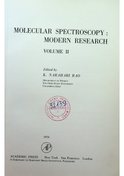Molecular spectroscopy Modern research Volume II - Academic Press | Książka w Empik