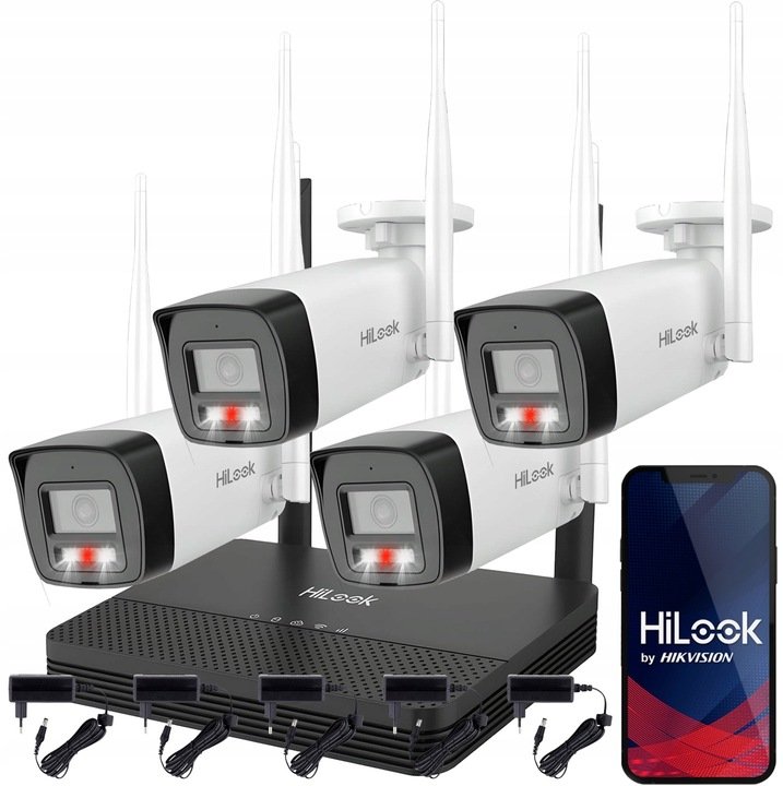 Monitoring zewnętrzny WiFi Hikvision HiLook 4 Kamery 4MPx WIFICAM-B4 i ...