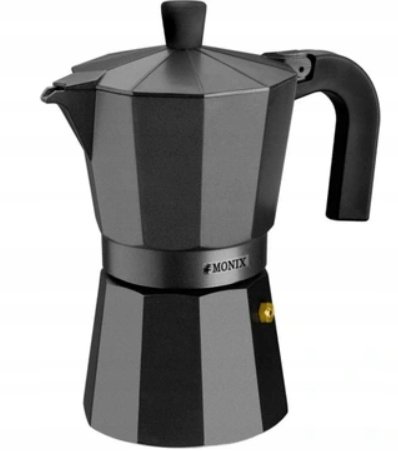 MONIX Vitro Noir – Włoski Aluminiowy Ekspres do Kawy na 6 Filiżanek ...