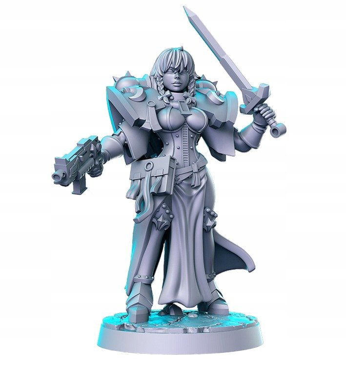 Monja 13 wojowniczka gun figurka + podstawka do DND D&D 3D druk 12k ...
