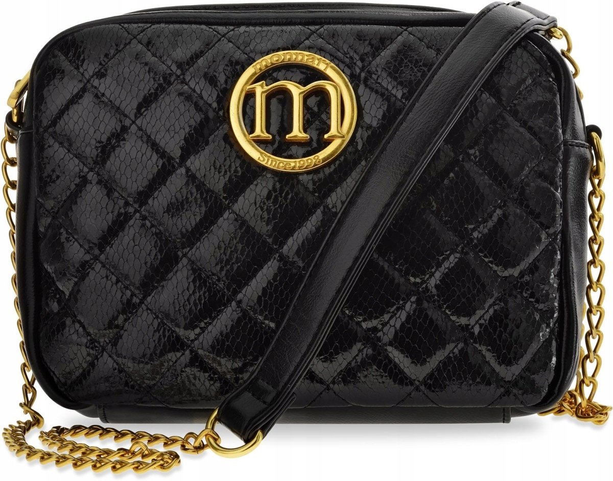 Monnari Pikowana Torebka Listonoszka Lakier Logo - MONNARI | Moda Sklep EMPIK.COM