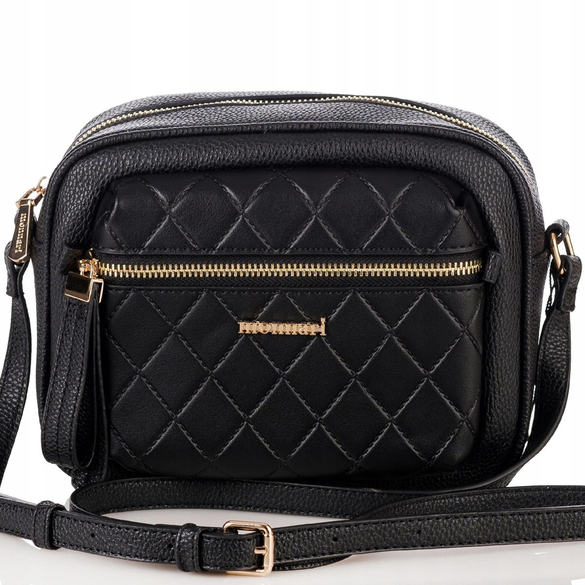 Monnari Torebka Listonoszka Czarna Pikowana Logo KUFEREK - MONNARI | Moda Sklep EMPIK.COM