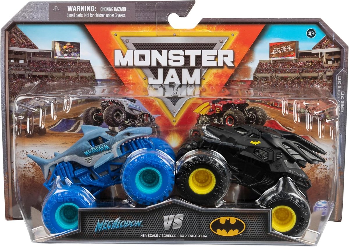 Monster Jam Trucks pojazdy Megalodon i Batmobil oryginalne autka dla ...